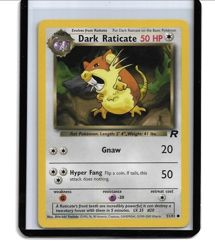 Nintendo Pokemon Dark Raticate 51/82 Team Rocket CCG Collectible ...