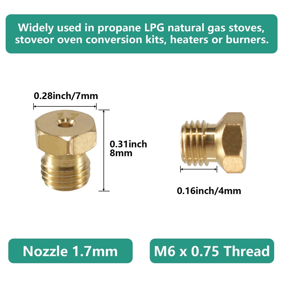 Range Stove Oven Orifice Conversion Kit Natural Gas Brass Jet Burner ...