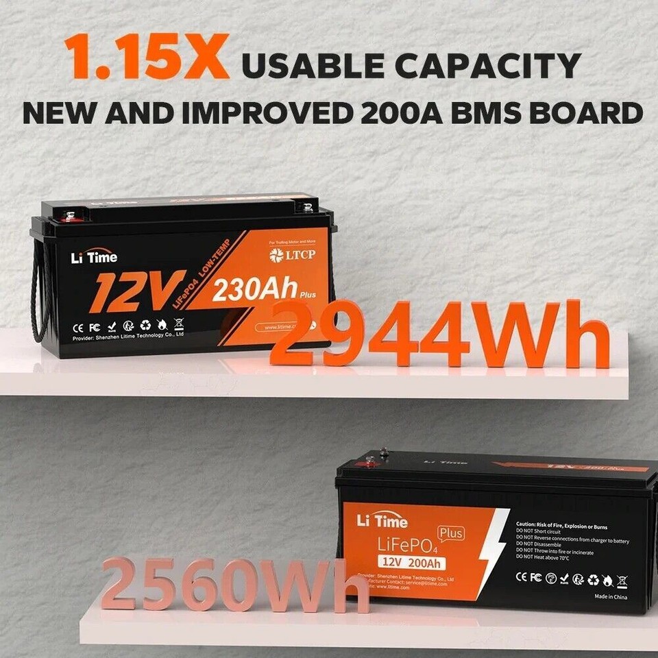 LiTime 12V 100Ah TM Group24/31 230Ah 280Ah LiFePO4 Lithium Battery Low ...