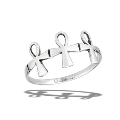 Bague Triple Ankh En Argent Sterling Poli Brillant Petite | eBay