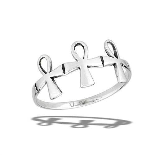 Sterling Silver Small, High Polish Triple Ankh Ring | eBay
