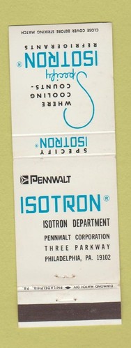 Matchbook Cover - Isotron Department Pennwalt Philadelphia PA ...
