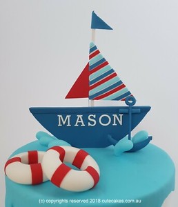 Nautical Boat Cake Topper Birthday Seaman Baby Shower Ship Sea Hampton ...