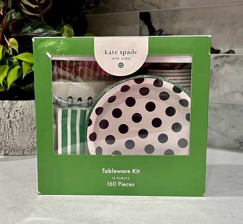 Kate Spade Target Paper Tableware Kit Black/White Green/Gold ~Service ...