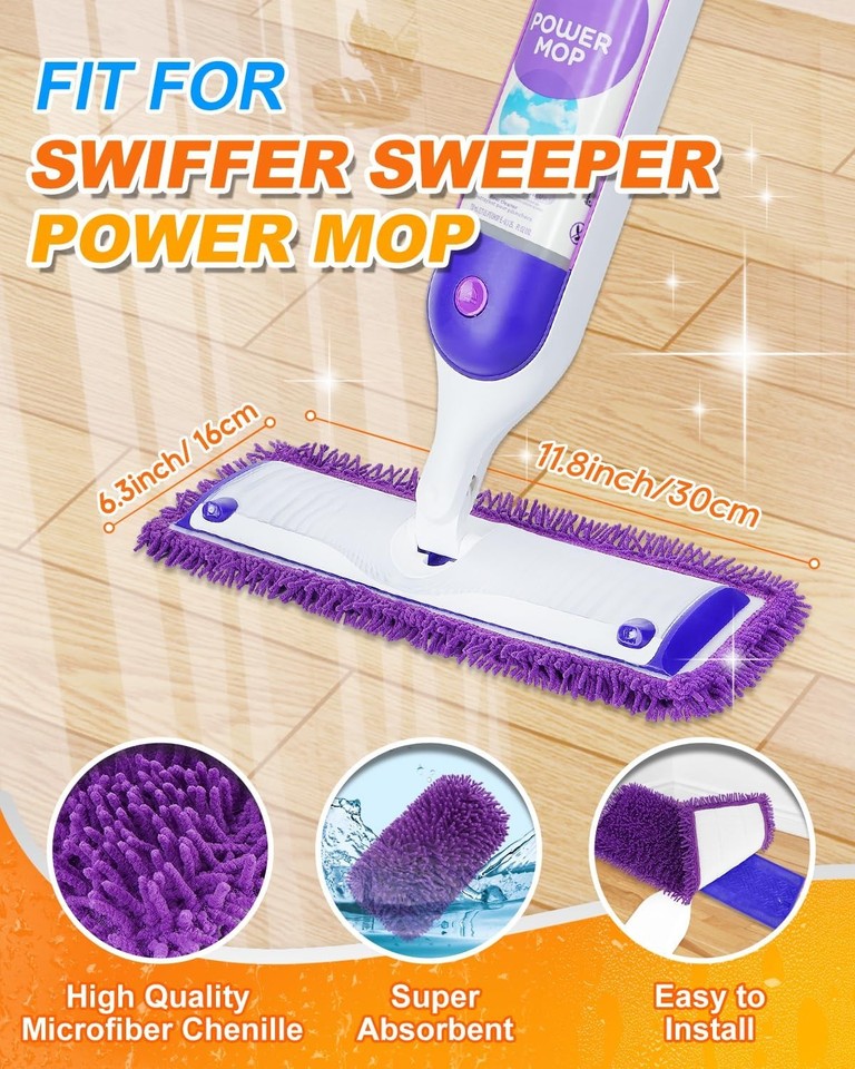 Reusable Power Mop Refill Pads Compatible with Swiffer PowerMop ...