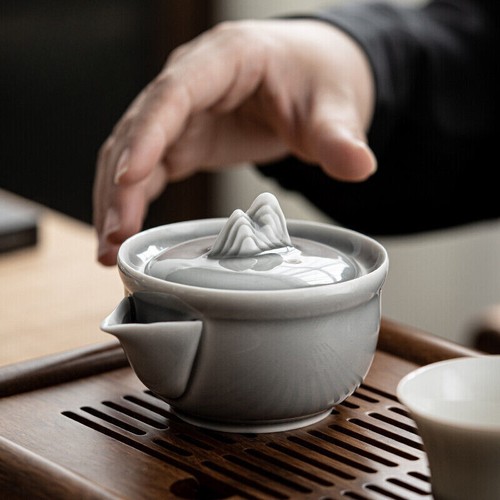 Handheld Teapot Celadon Ice Gray Glaze Ceramic Kung Fu Tea Set Pot ...
