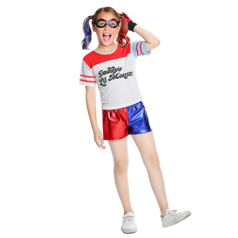 Girls Harley Quinn Costume Harlequin Suicide Squad Halloween Child Kids ...