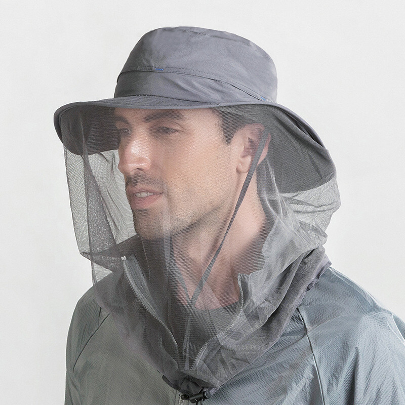Men Mosquito Head Net Hat Bugs Netting Protection Boonie Bucket Sun Hat ...