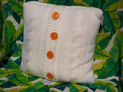 Target Threshold Throw Pillow 18" x 18" Cream/White Crochet Wooden ...