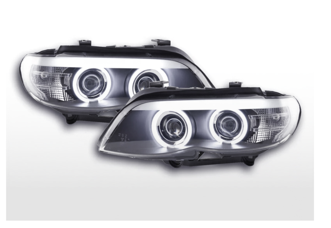 FK Pair LED DRL Projector Halo XENON CCFL Headlights BMW X5 E53 03-06 ...