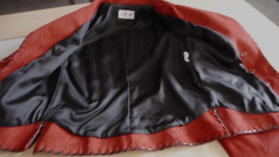 Char 6 Suede Handpainted Floral Leather Trim/Ties Red Short Lined ...