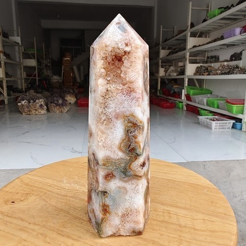 1015g Natural red aquatic agate obelisk Quartz Crystal Point energy ...