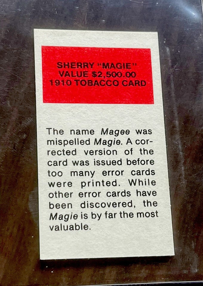 SHERRY “MAGIE” MAGEE T206 1909-1911 Tobacco Card White Border REPRINT ...