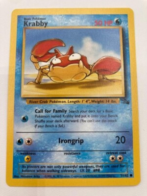ORIGINAL KRABBY 51/62 Level 20 #98 EX Pokemon Card MINT | eBay