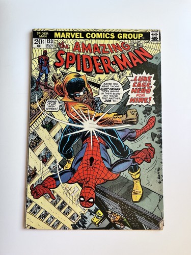 Amazing Spider-Man #123 (1973) VF-Funeral of Gwen Stacy! Luke Cage refs ...