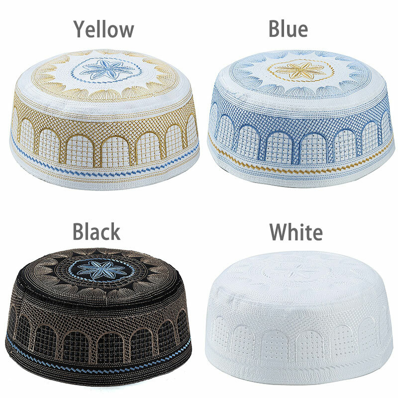 Men Skull Cap Muslim Islamic Prayer Hat Kufi Head Wear Ramadan Praying ...