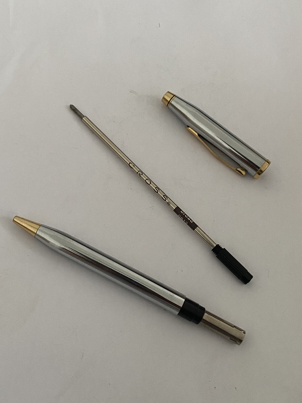 Executive Ball Point Pen “CROSS” Chrome Finish & 23 Gold Trim with New ...