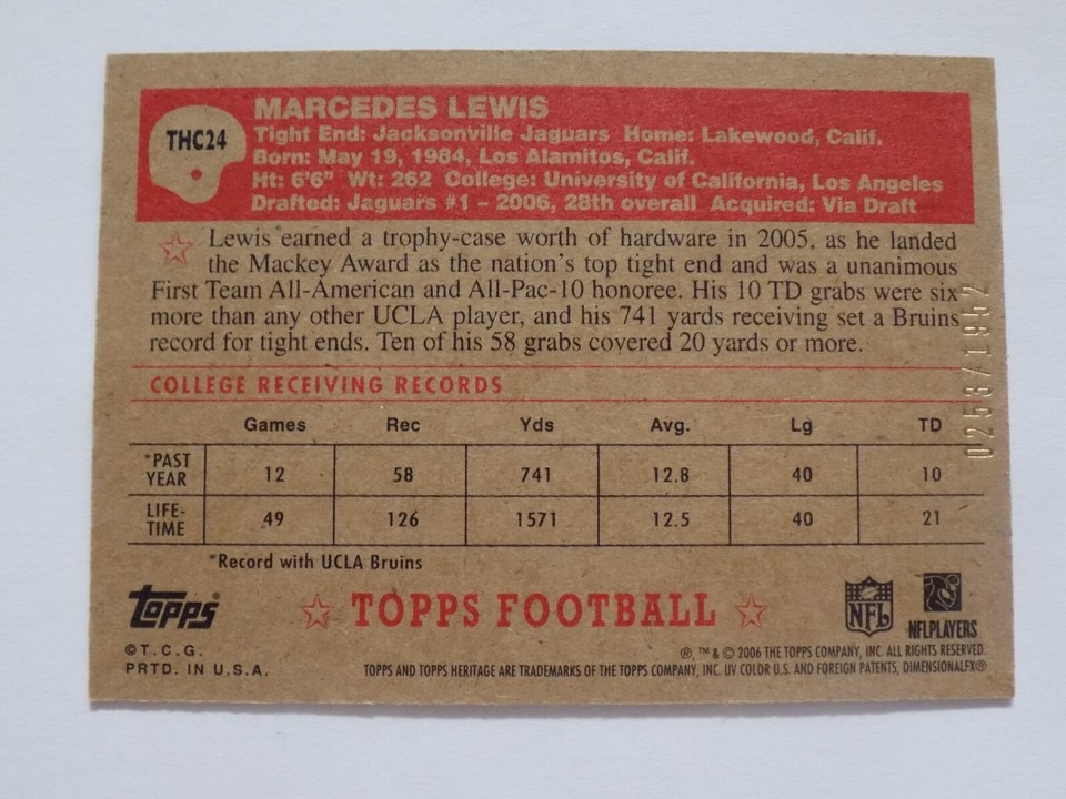 2006 Marcedes Lewis Heritage Chrome Card #THC24 Serial #0253/1952 | eBay