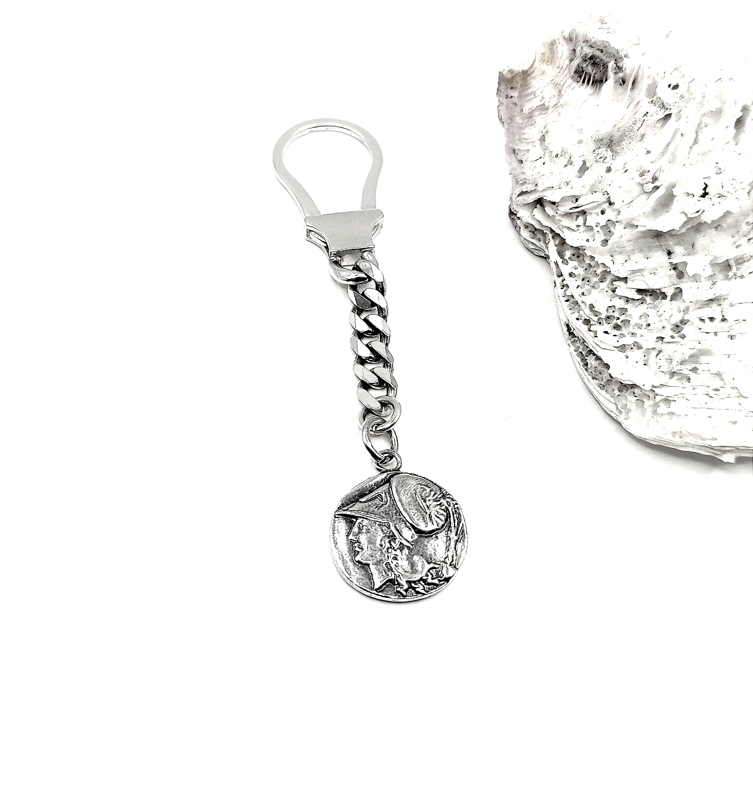 Handmade Ancient Greek Coin Athena Pegasus Sterling Silver 925 Keychain ...