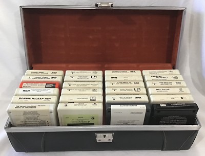 Vintage 8 Track Case w/24 Tapes - Elvis, Engelbert, Cash, Kenny Rogers ...