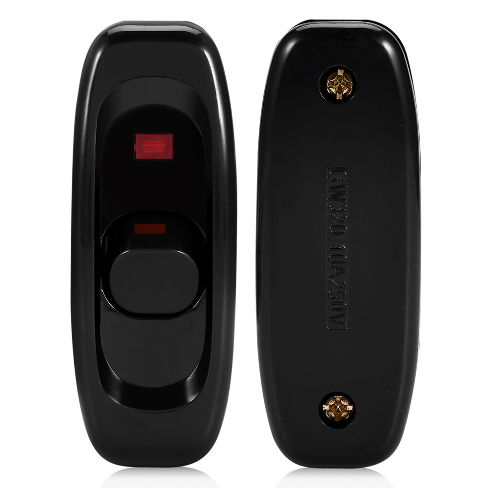 AC 250V 10A Inline ON/OFF Table Desk Lamps Cord Cable Switch With LED ...