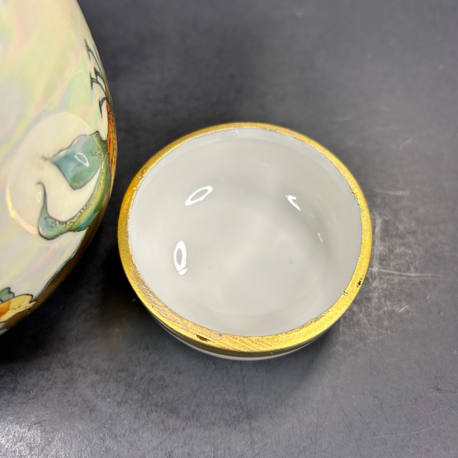 Vintage Lusterware Ginger Jar with Hand Painted Tiger Lilies and Gold ...