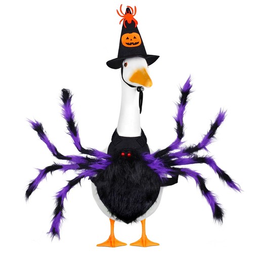 Halloween Porch Goose Outfits, Spider Goose Costume Yard Geese Statue ...
