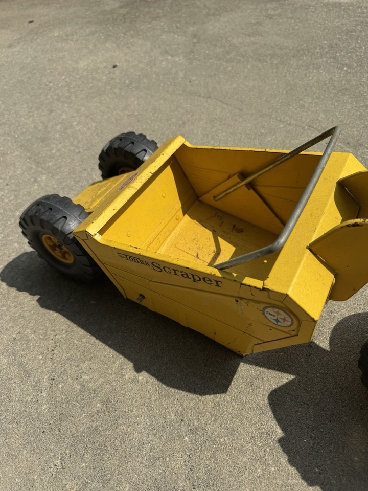 Tonka Yellow Metal Construction Elevating Scraper Excavator Vehicle Toy | eBay