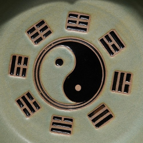 7.59" Old Chinese Ruyao Eight Diagrams porcelain writing-brush washer ...