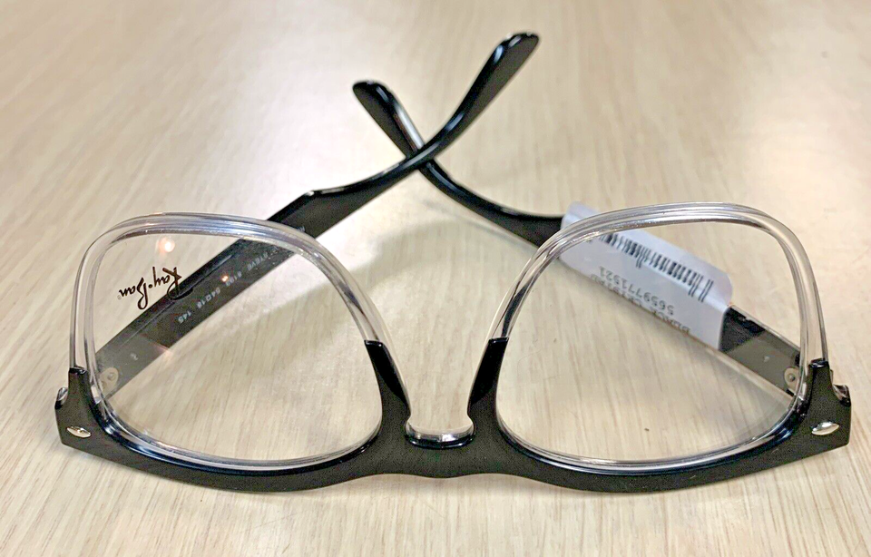 54mm New Ray-Ban RX4487V Steve 8193 Black on Transparent Demo Lenses 54 ...