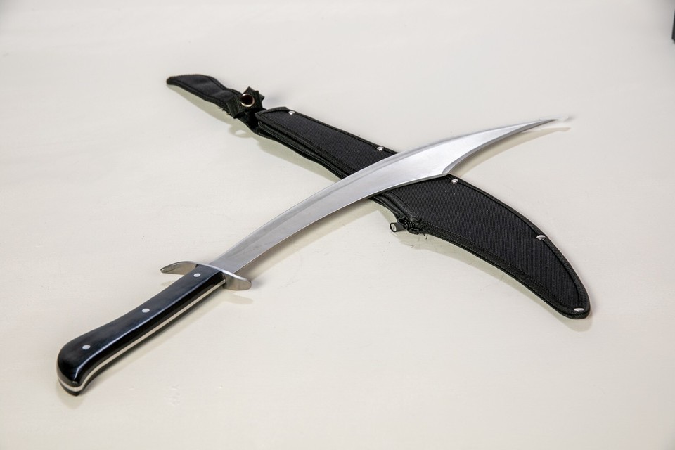 25" Arabian Scimitar Shamshir One-Handed Curved Sword, Nylon Sheath ...
