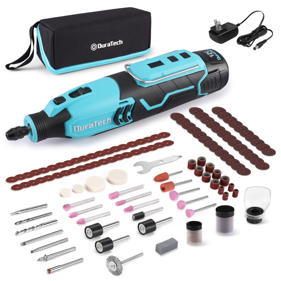 DURATECH Cordless Rotary Tool Kit, 12V Rotary Tool w/2.0Ah Rechargeable ...