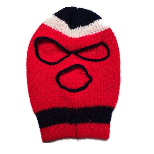 Vintage Knit Ski Balaclava 1970's Robber Mask Full Face 3 Hole Red | eBay