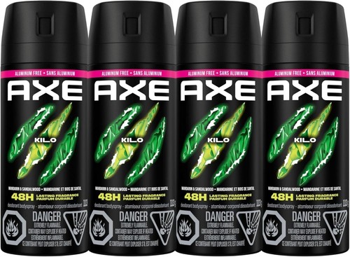 4 bottles Axe KILO Deodorant Body Spray 4oz Mandarin & Sandalwood | eBay