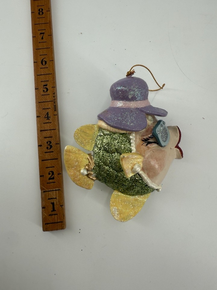 A whimsical resin and glitter "Kissing Fish" ornament by Katherine's ...