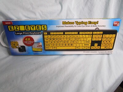 EZ EYES 4xLarger Print USB Keyboard Larger Letters/Spill Resistant/PC ...
