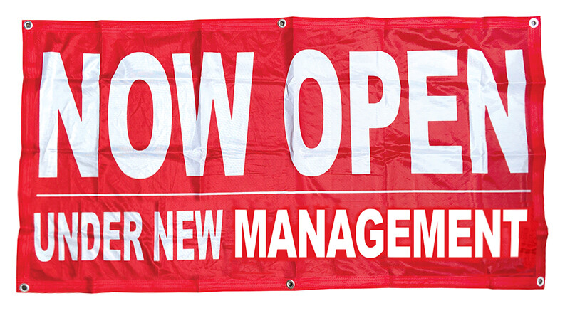 2x4 ft NOW OPEN UNDER NEW MANAGEMENT Banner Sign Polyester Fabric rb | eBay
