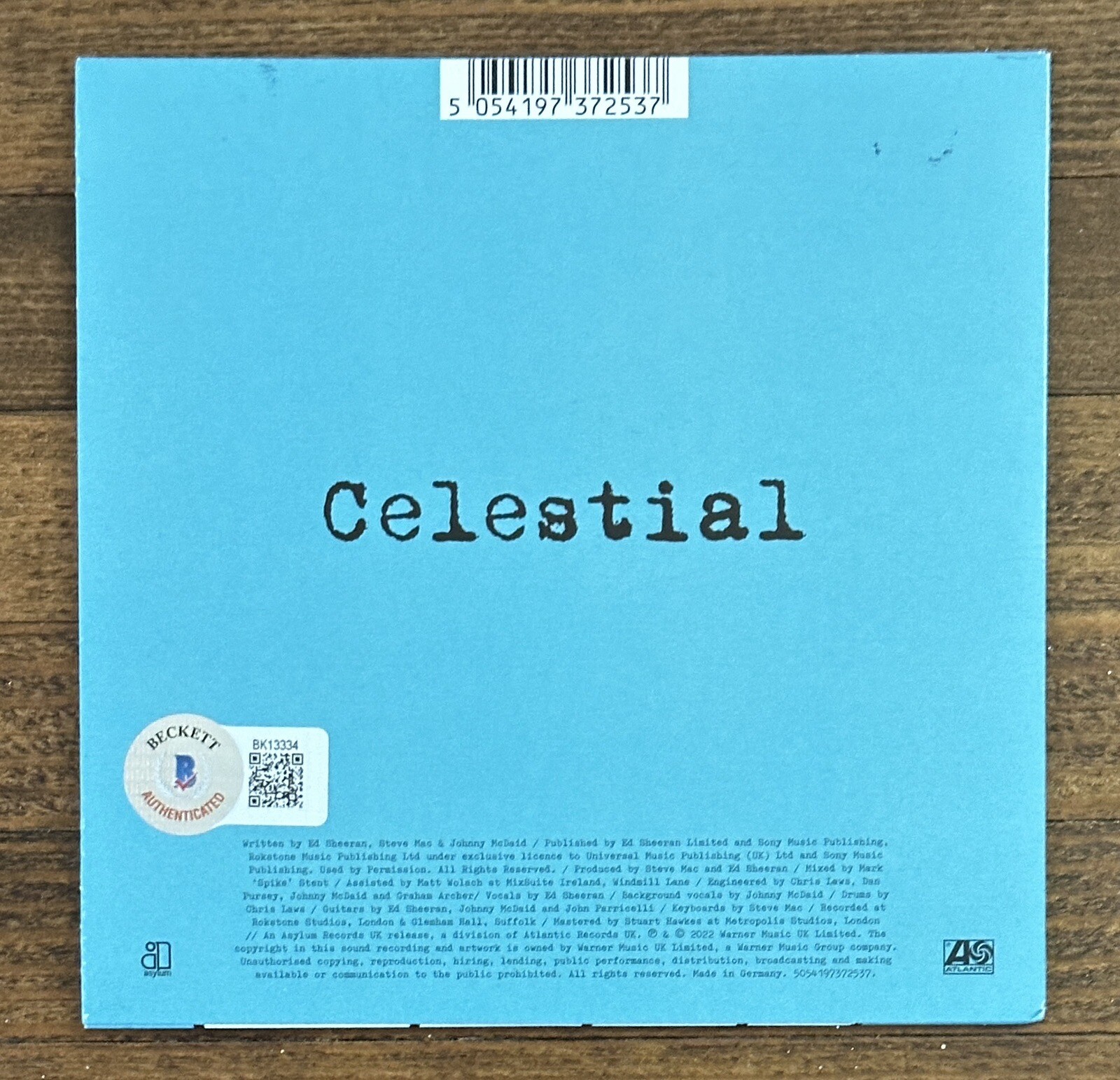 ED SHEERAN SIGNED CELESTIAL CD COVER BAS BECKETT COA AUTOGRAPH Pokemon ...