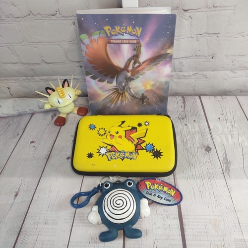 Pokemon Lot: Polywhirl Backpack Clip Meowth Figure Pikachu 3DS Case ...
