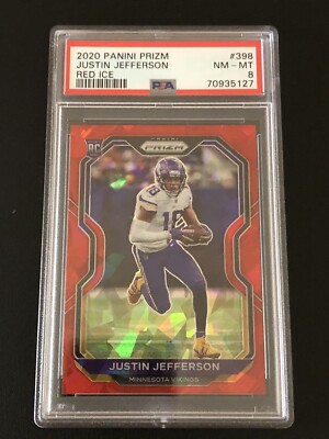 2020 Panini Prizm Justin Jefferson Red Ice Prizm Rookie Card PSA 8 NM ...