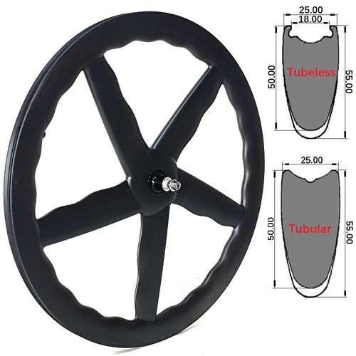 700C 5 Spoke Wheels Carbon Fiber Track or Road Bike Wheelset Wave Shape ...