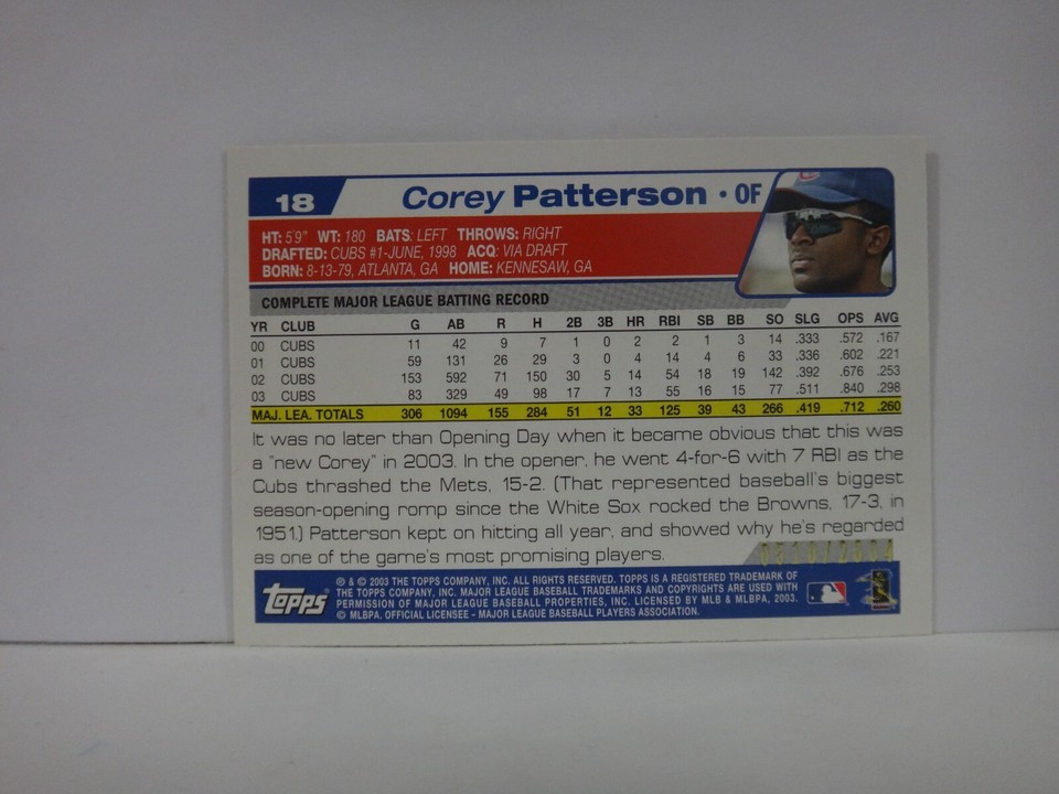 2004 Topps Gold /2004 Corey Patterson #18 | eBay