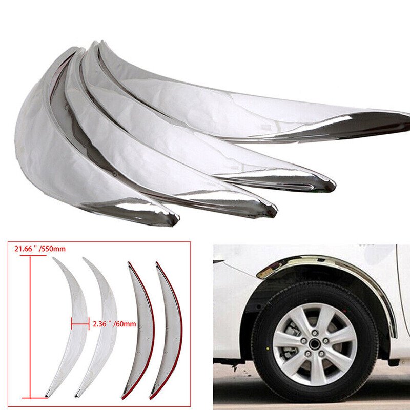 4pcs Chrome Car Wheel Eyebrow Arch Lip Trim Fender Flares Protector ...