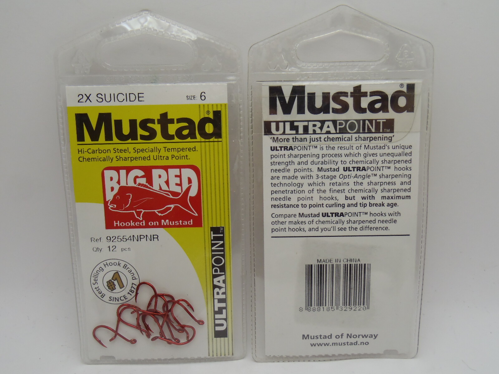 2pk Mustad Big Red 2X Suicide Hooks Snapper Fishing 92554NPNR Chose ...