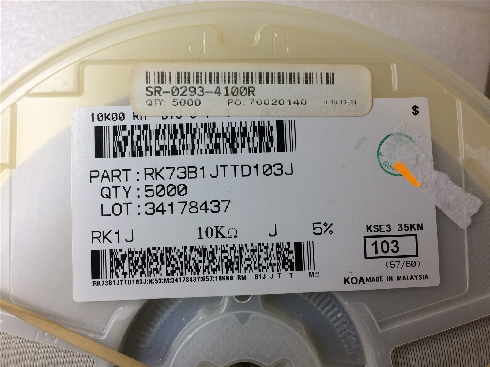 RK73B1JTTD103J KOA RES 10K OHM 5% 1/10W 0603 T&R ROHS 5K PIECES | eBay