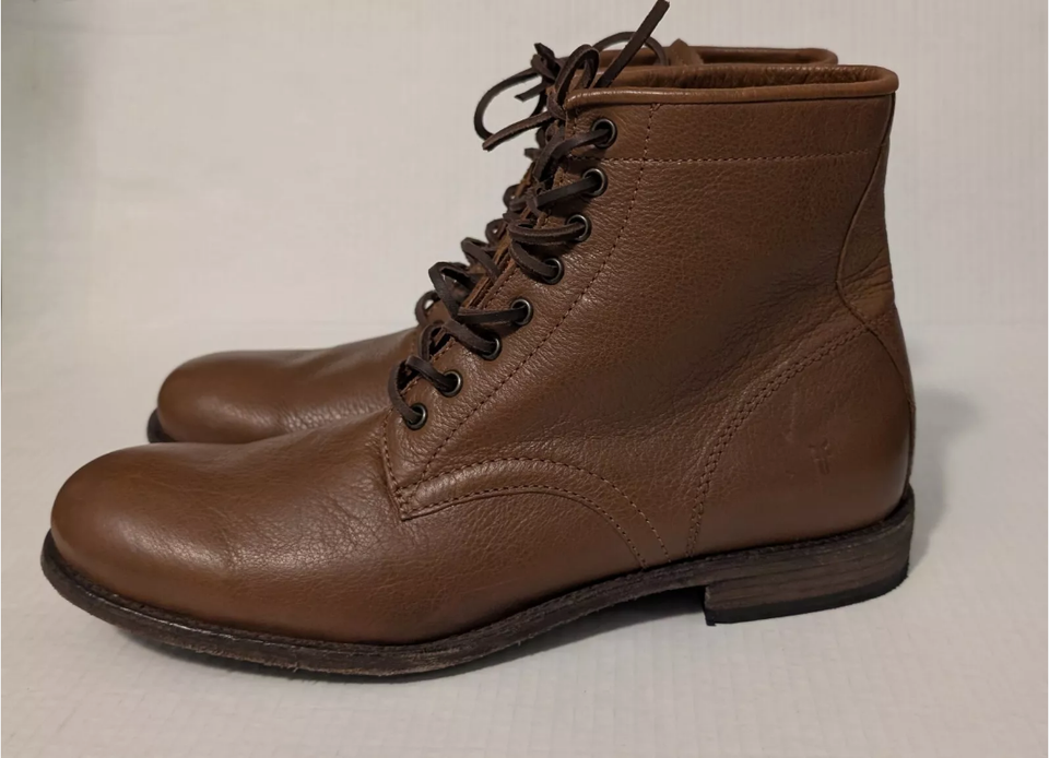 Frye Tyler Combat Boots US 13 D Brown Cognac Leather Laces | eBay