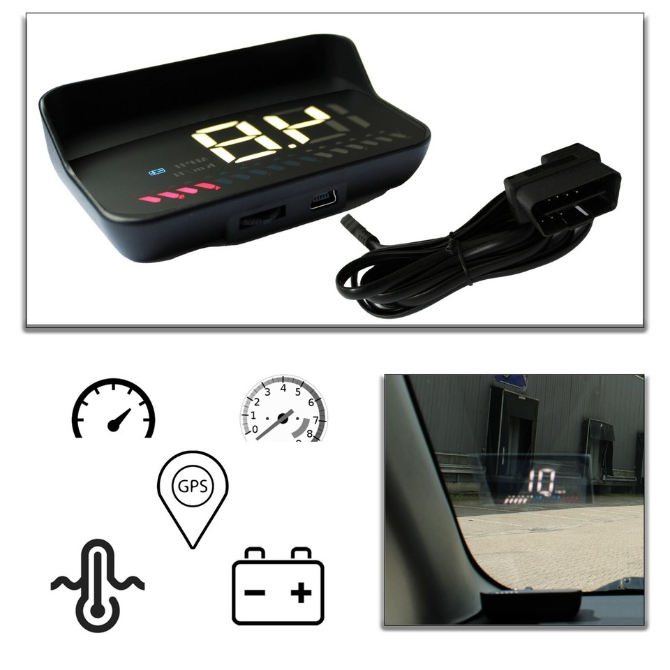 auto head up Display,OBD2+GPS HUD Tacho,Drehzahlmesser,Batterie ...