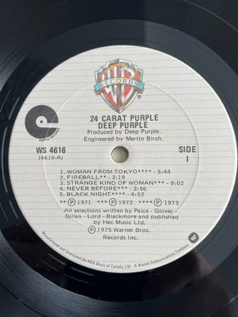Deep Purple- 24 Carat Purple- LP Vinyl Album. WEA Reissue. Good ...