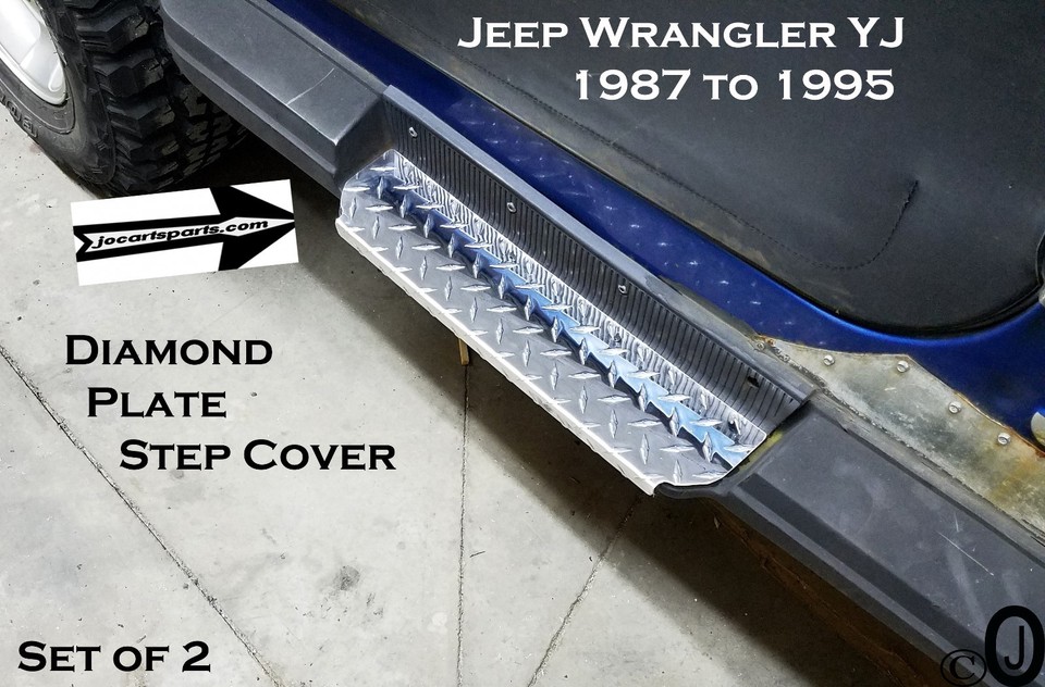 Fits Jeep Wrangler YJ Aluminum Diamond Plate Rocker Step Plates Set ...