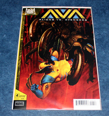 ALIENS VS AVENGERS #4 1:25 E.M GIST WOLVERINE variant 1st print MARVEL ...